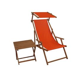 ERST-HOLZ Gartenliege Liegestuhl terracotta Gartenstuhl Tisch Sonnendach Deckchair klappbar
