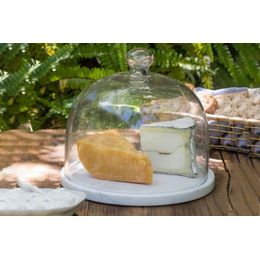 daslagerhaus living Besteck-Set Käseplatte Marmor mit Glasglocke
