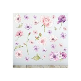 Sunnywall Wandtattoo Blumen Wandsticker Wandtattoo (2 St)