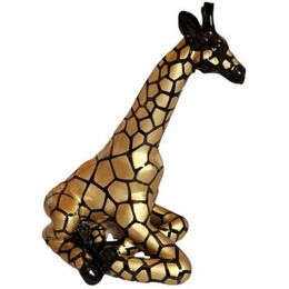 Casa Padrino Skulptur Casa Padrino Luxus Deko Skulptur Giraffe Gold / Schwarz H. 80 cm