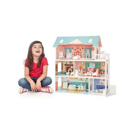 DOTMALL Puppenhaus Puppenhaus-Spielset aus Holz mit Möbeln und Zubehör