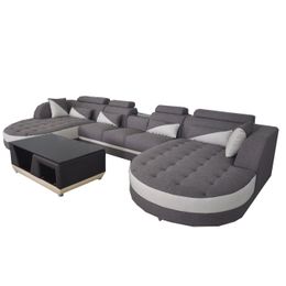 JVmoebel Ecksofa, Leder Sofa Moderne Couch Polster Wohnlandschaft + Tisch Couchen Sitz