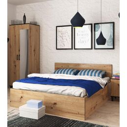 Beautysofa Holzbett C10 (160x200 cm Bett im Loft Stil inklusive Bettkasten)