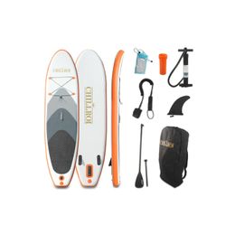 CHILLROI SUP-Board SUP Set aufblasbar Weiß/Orange Handy-Tasche Anti-Rutsch-Deck