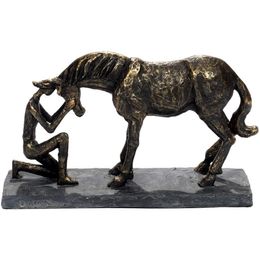 Brillibrum Dekofigur Design Figur Pferd Bronzefarben aus Polyresin Pferde Liebe Skulptur Horse Vertrauen Pferde Mädchen Geschenk