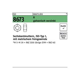 Reyher Muttern 100er Pack Sechskantmutter ISO 8673 M20x 1