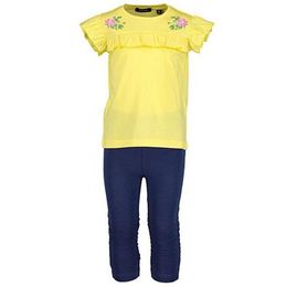 Blue Seven T-Shirt & Shorts Blue Seven Mädchen Set T-Shirt Caprihose Blumen gelb blau (Set