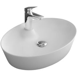 Alpenberger Aufsatzwaschbecken Waschbecken mit Nano Beschichtung und vorgebohrtem Hahnloch (Ovale aufsetzbare Waschschüssel