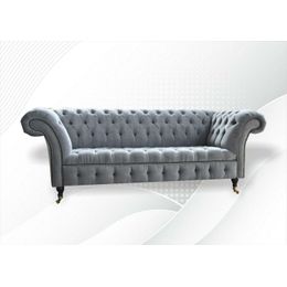 JVmoebel Chesterfield-Sofa Luxus graue Chesterfield Couch 3-Sitzer Polstermöbel Neu
