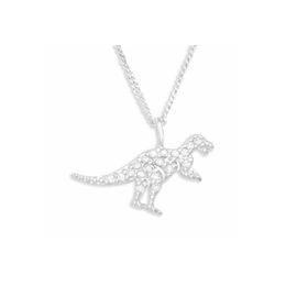 Monkimau Kette mit Anhänger Glitzer Dino Halskette Damen Silber Schmuck (Packung)