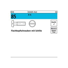 Reyher Schraube 1000er Pack Flachkopfschraube DIN 85/ISO 1580 Schlitz M2x 16 A 4 1000