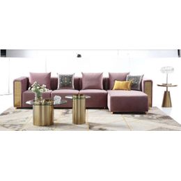 JVmoebel Ecksofa Moderne Rosa Eck-Couch luxus L-Form Sofa Edelstahlelemente Neu