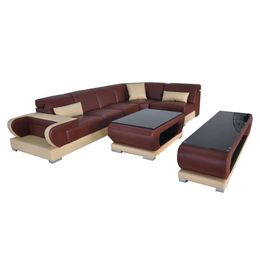 JVmoebel Wohnzimmer-Set, Sofa Couch Polster Sitz Ecke Moderne Garnitur 3tlg +USB