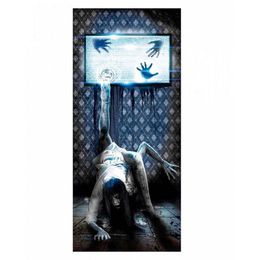 Horror-Shop Hängedekoration Creepy Horror TV Türdeko mit Geistermädchen 80x180