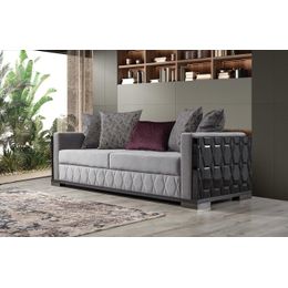 JVmoebel 3-Sitzer Luxus Sofa Dreisitzer 3 Sitz Sofas Grau Wohnzimmer Couch Stoff Design