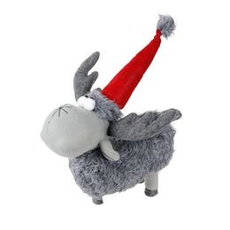 BURI Dekofigur Deko-Rentier mit Mütze Weihnachtsfigur Weihnachtsdeko Winterdeko Dekof