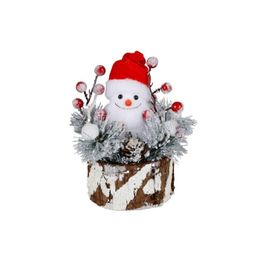 BURI Dekofigur Weihnachtlicher Deko-Schneemann aus Styropor auf Baumstumpf