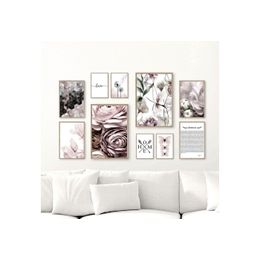 homestyle-accessoires Poster Bilder Set Wandbilder PEONIES HOME LOVE DESIDERATA DIN A3/A4/A5