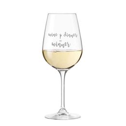 KS Laserdesign Weinglas Leonardo Weißweinglas mit Gravur "wine+dinner" graviert