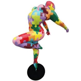 Casa Padrino Skulptur Luxus Deko Skulptur Ballerina Tänzerin Mehrfarbig / Schwarz 120 x 60 x H. 165 cm
