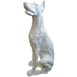 Casa Padrino Skulptur Luxus Deko Skulptur Hund Dobermann Weiß H. 80 cm