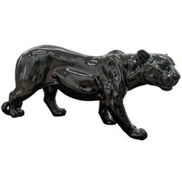 Casa Padrino Skulptur Luxus Deko Skulptur Panther Schwarz H. 80 x H. 35 cm