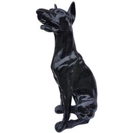 Casa Padrino Skulptur Luxus Deko Skulptur Hund Dobermann Schwarz H. 80 cm
