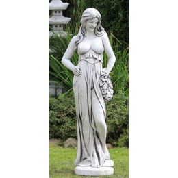 Casa Padrino Skulptur Jugendstil Garten Deko Skulptur Frau mit Kranz Grau H. 150 cm