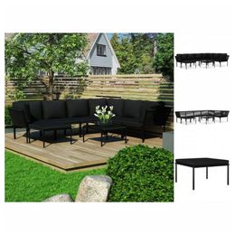 vidaXL Garten-Essgruppe 8-tlg Garten Lounge Set mit Auflagen Schwarz PVC Loungemöbel