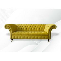 JVmoebel Chesterfield-Sofa Gelber luxus Dreisitzer Chesterfield Design Polster Neu