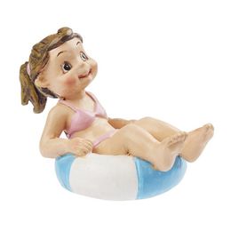 Hobbyfun Dekofigur Bade-Kind Mädchen im Schwimmring sitzend