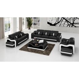 JVmoebel Sofa Schwarz-weiße Sofagarnitur 3+1+1 Sitzer Stilvolle Designermöbel
