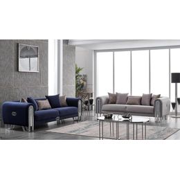 JVmoebel Wohnzimmer-Set Samt Couch Luxus Sofagarnitur 3+3 Sitzer Couchen Sofa 2tlg.
