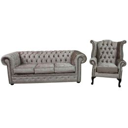 JVmoebel Chesterfield-Sofa Chesterfield Design Sofagarnitur 3 Sitzer + Ohrensessel Couch