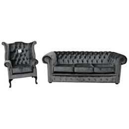 JVmoebel Chesterfield-Sofa Chesterfield Design Sofagarnitur 3 Sitz + Ohrensessel Couch