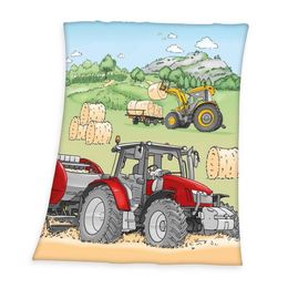 Herding Kinderdecke Traktor Fleecedecke 130 x 160 cm