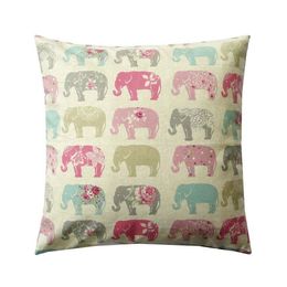 SCHÖNER LEBEN. SCHÖNER LEBEN. Dekokissen Kissenhülle Elefanten Pastell rosa türkis grau 40x40