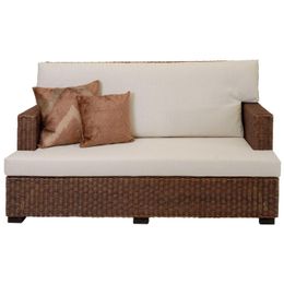 Krines Home Loungesofa Rattan-Sofa Wohnzimmer Couch in der Farbe Vintage Braun inkl. Polster