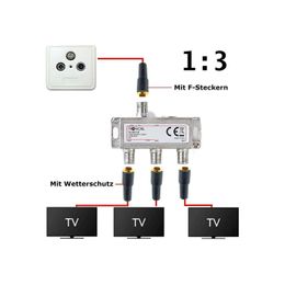 TronicXL SAT-Verteiler 3-Fach Sat Splitter Antennenverteiler TV F-Stecker Wetterschutz HD 4K