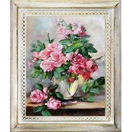 JVmoebel Ölbild Roses - Blumen Pflanzen Bild Bilder Gemälde Ölbilder Rahmen Sofort