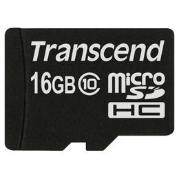 Transcend MicroSDHC Karte 16GB Class 10 ohne SD-Adapter Speicherkarte