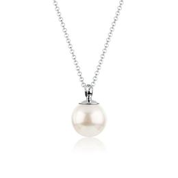 NENALINA Perlenkette Muschelkernperle Perlen-Anhänger Rund 925 Silber