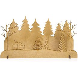 Logbuch-Verlag Weihnachtsfigur Wald Landschaft Silhouette aus Holz