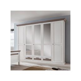 Empinio24 Kleiderschrank Locarno Breite 262 cm Pinie teil-massiv weiß