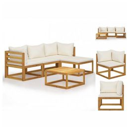 vidaXL Garten-Essgruppe 5-tlg Garten Lounge Set mit Auflagen Massivholz Akazie Holz Sitzgruppe