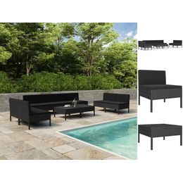 vidaXL Garten-Essgruppe 10-tlg Garten Lounge Set mit Auflagen Polyrattan Schwarz Sitzgruppe Se