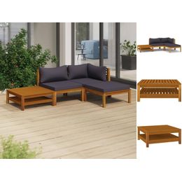 vidaXL Garten-Essgruppe 4-tlg Garten Lounge Set mit Auflage Massivholz Akazie Holz Sitzgruppe