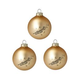 mugesh Weihnachtsbaumkugel 3er-Set Weihnachtskugeln Trompete gold
