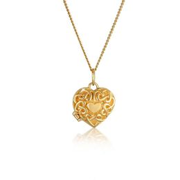Elli Premium Kette mit Anhänger Herz Ornament Amulett Medaillon 585 Gelbgold
