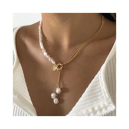 GLAMO Kette mit Anhänger Perlenkette Halsketten